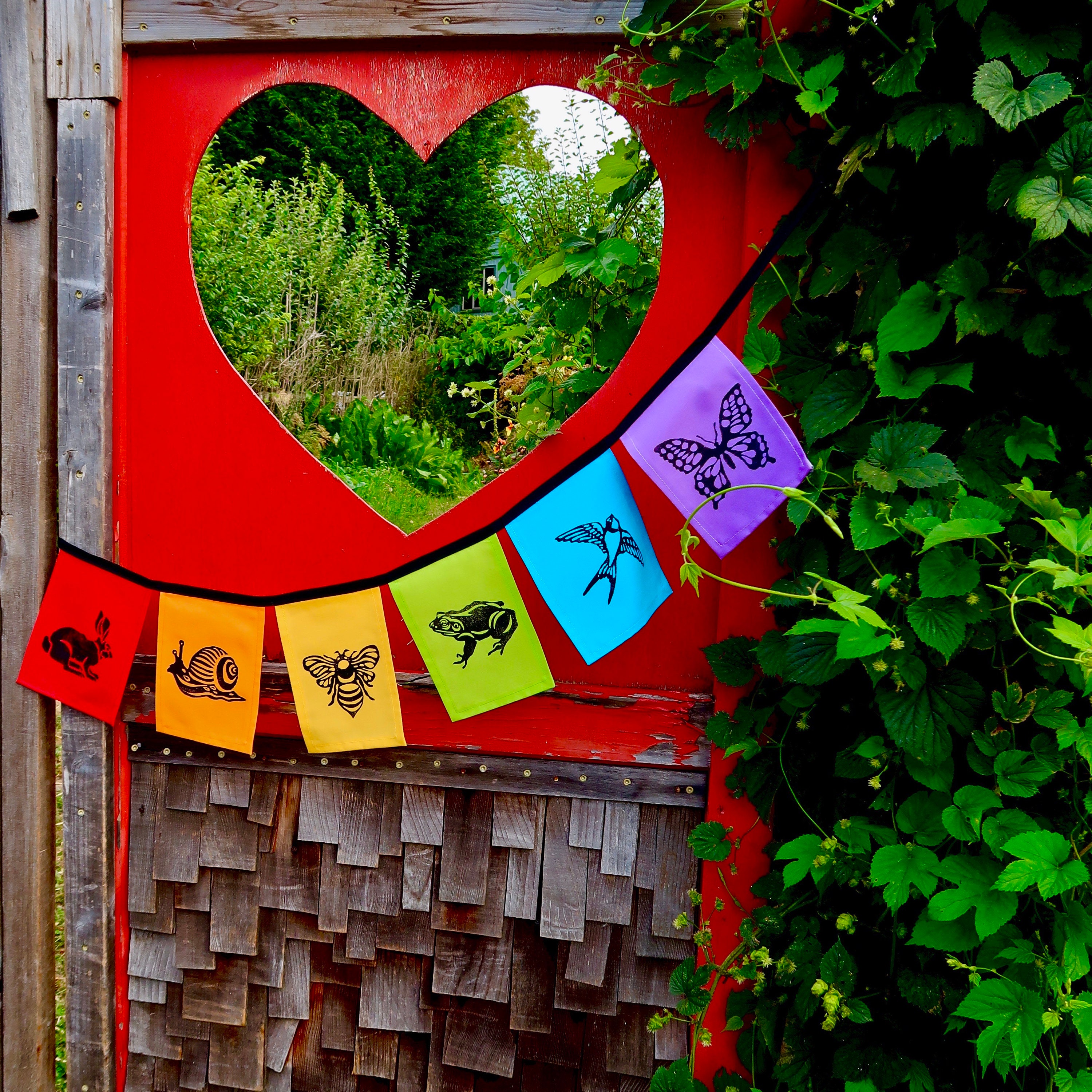 Garden Creatures Rainbow Flags Hand Printed Party Flags - Etsy