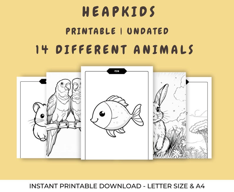Heapkids Animal Coloring Book for Kids - Learning Animals by Coloring ...
