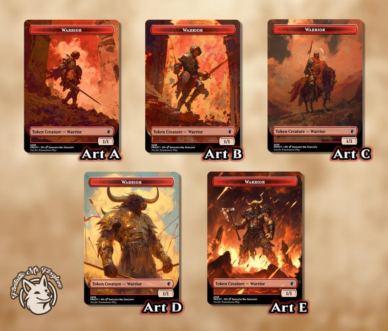 Warrior Token (red) | Proxy Card — choose Your Art! - Etsy