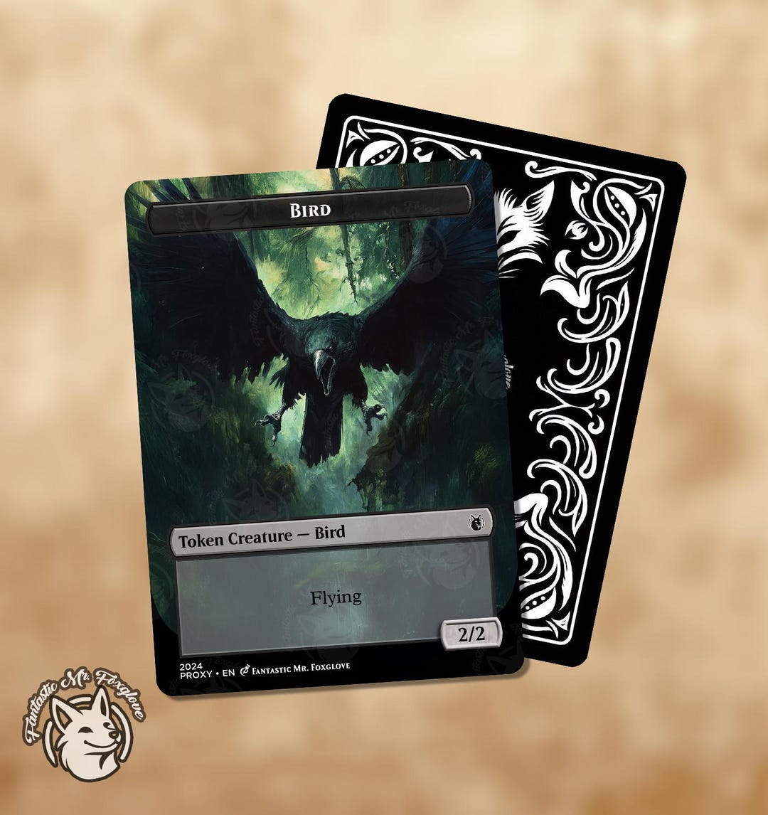 Bird Token | Proxy Card — Black Crow for Rendmaw, Creaking Nest - Etsy
