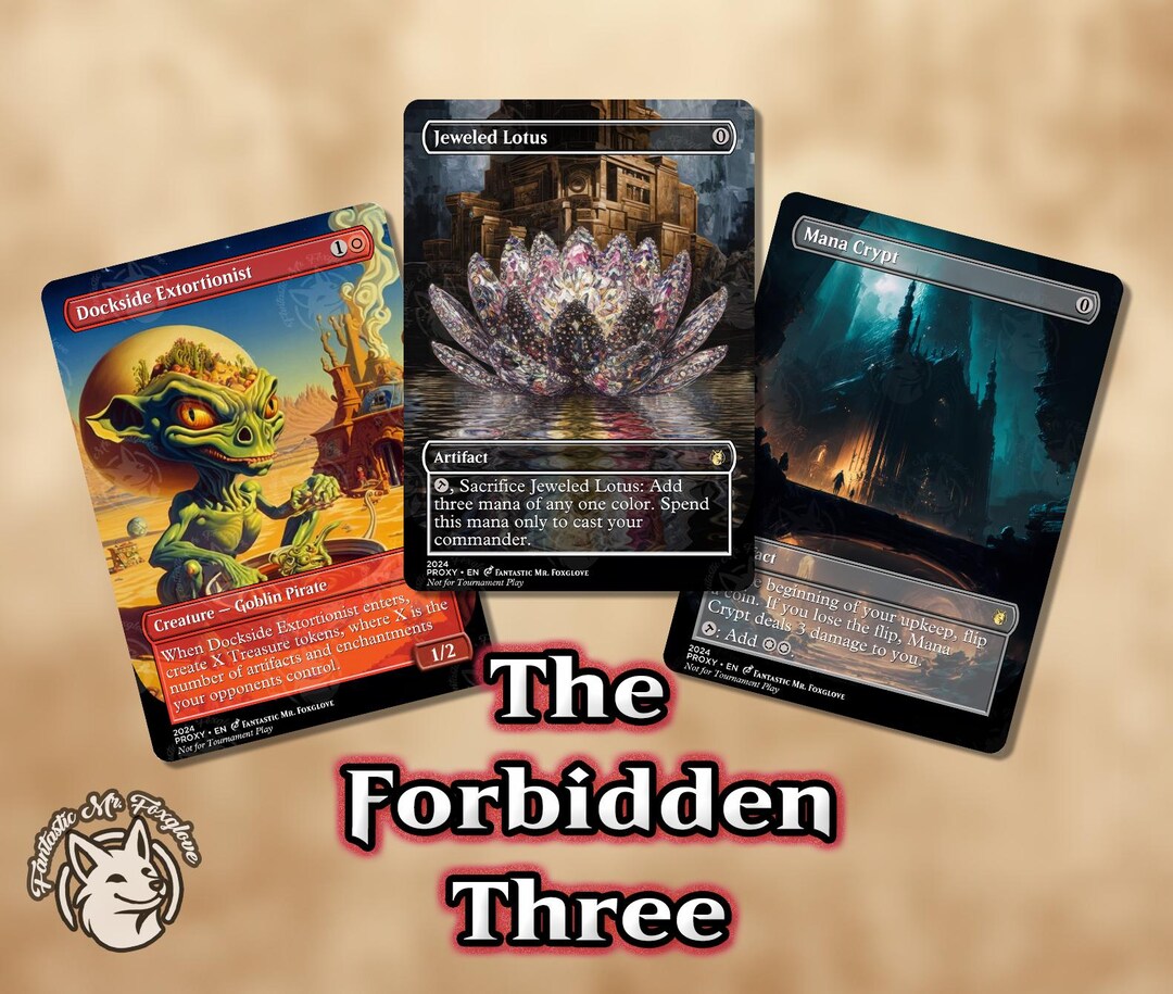 3 Banned Cards mana Crypt, Dockside & Jeweled Lotus MTG Proxies for EDH ...