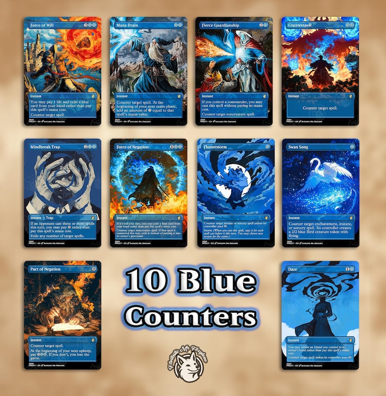 3+ Blue Counters | Proxy Cards — Force, Fierce, Mana Drain, Option to ...