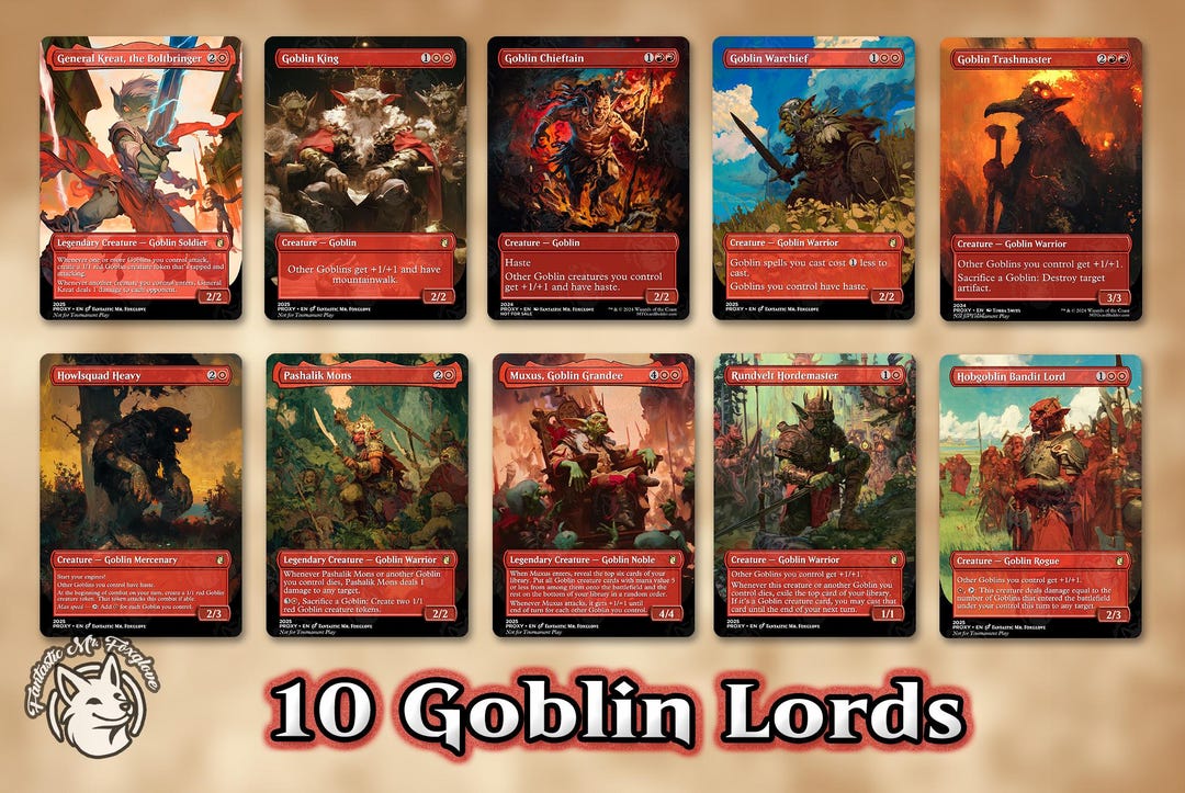 10 Goblin Lords | Proxy Cards — Muxus, General Kreat, Goblin King ...