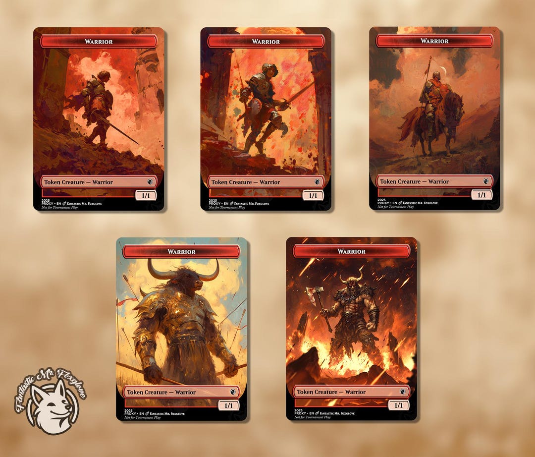 Warrior Token (red) | Proxy Card — choose Your Art! - Etsy