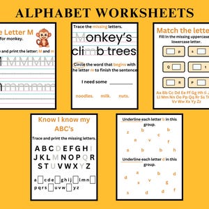 Preschool + Kindergarten Learning Bundle| Printable Activity Worksheets ...