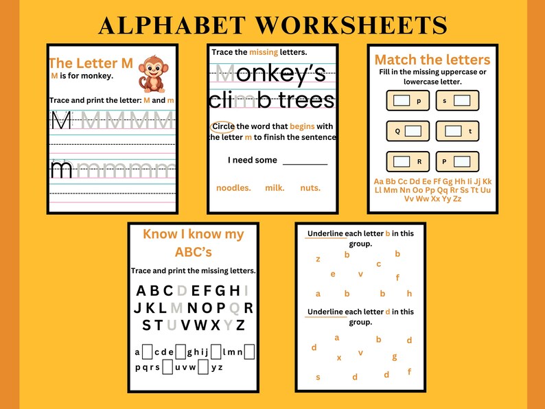Preschool + Kindergarten Learning Bundle| Printable Activity Worksheets ...