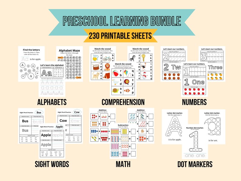 Preschool Curriculum Bundle, A-Z Alphabet Activities, Numbers, Addition ...