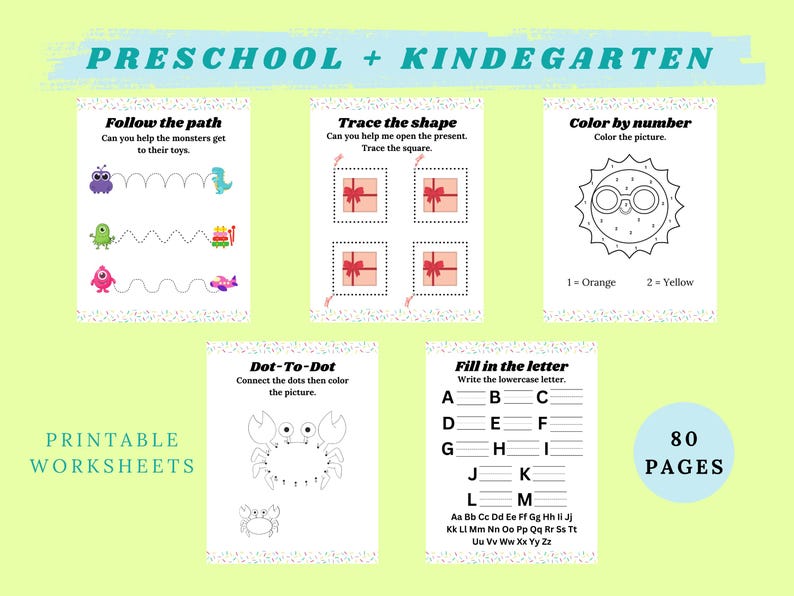 Preschool + Kindergarten Learning Worksheets |follow the Shapes | Trace ...