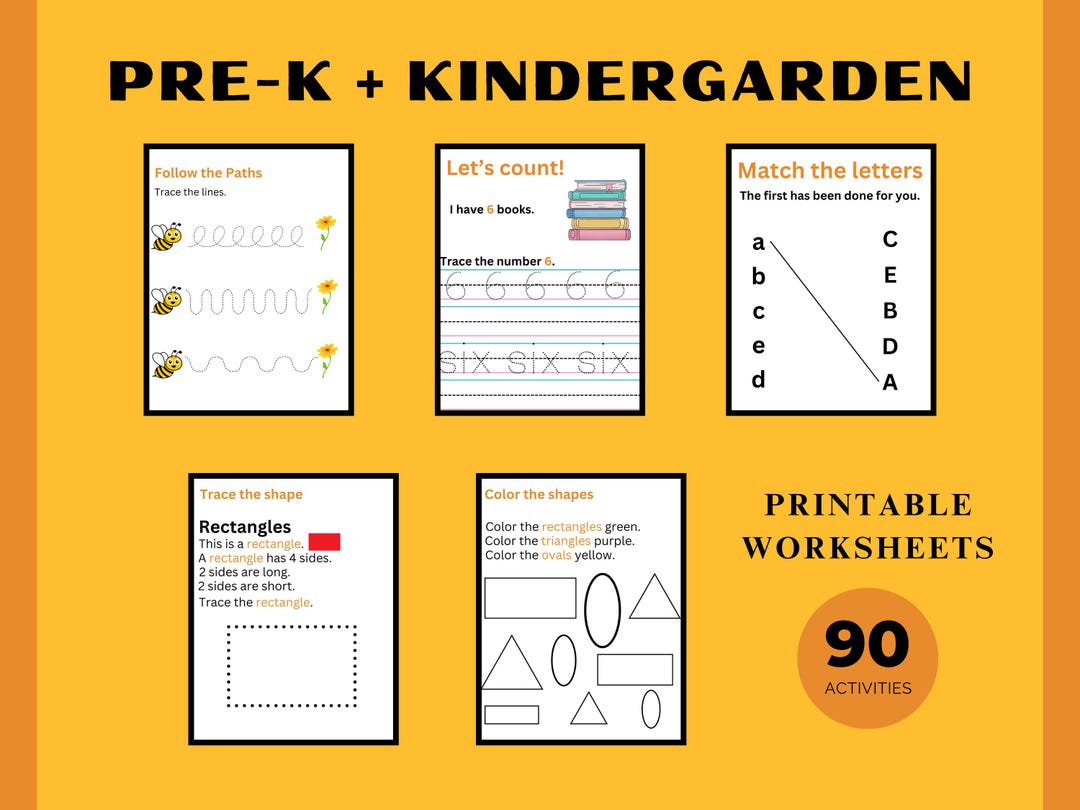 Preschool + Kindergarten Learning Bundle| Printable Activity Worksheets ...