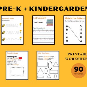 Preschool + Kindergarten Learning Bundle| Printable Activity Worksheets ...