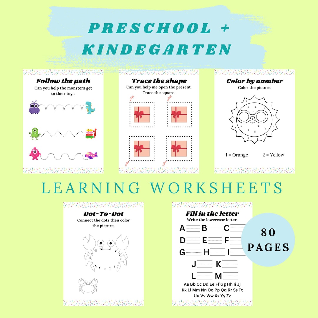 Preschool Kindergarten Learning Worksheets follow the Shapes Trace the ...