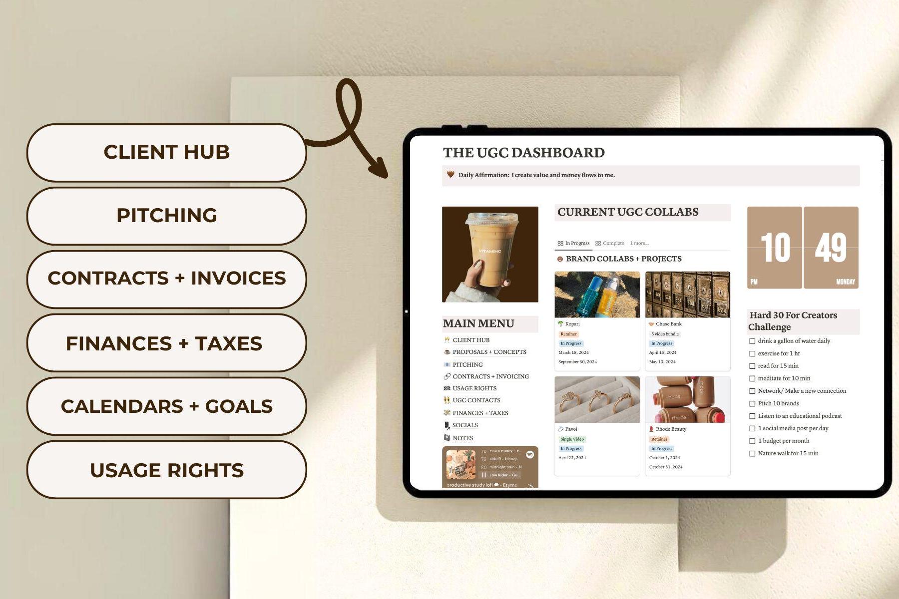 That Girl UGC DASHBOARD for Notion | Digital Planner | UGC Dashboard Planner | Notion Workspace ...