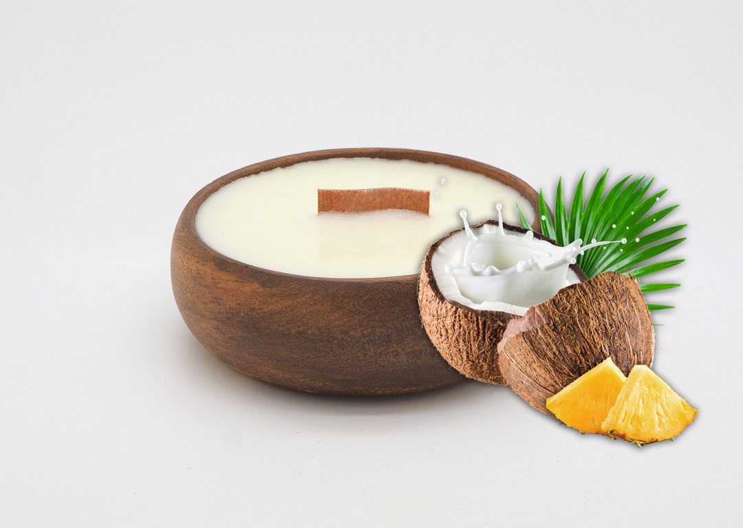 Coconut Candle in Reusable Bowl - All Natural Soy Wax - Wooden Wick ...