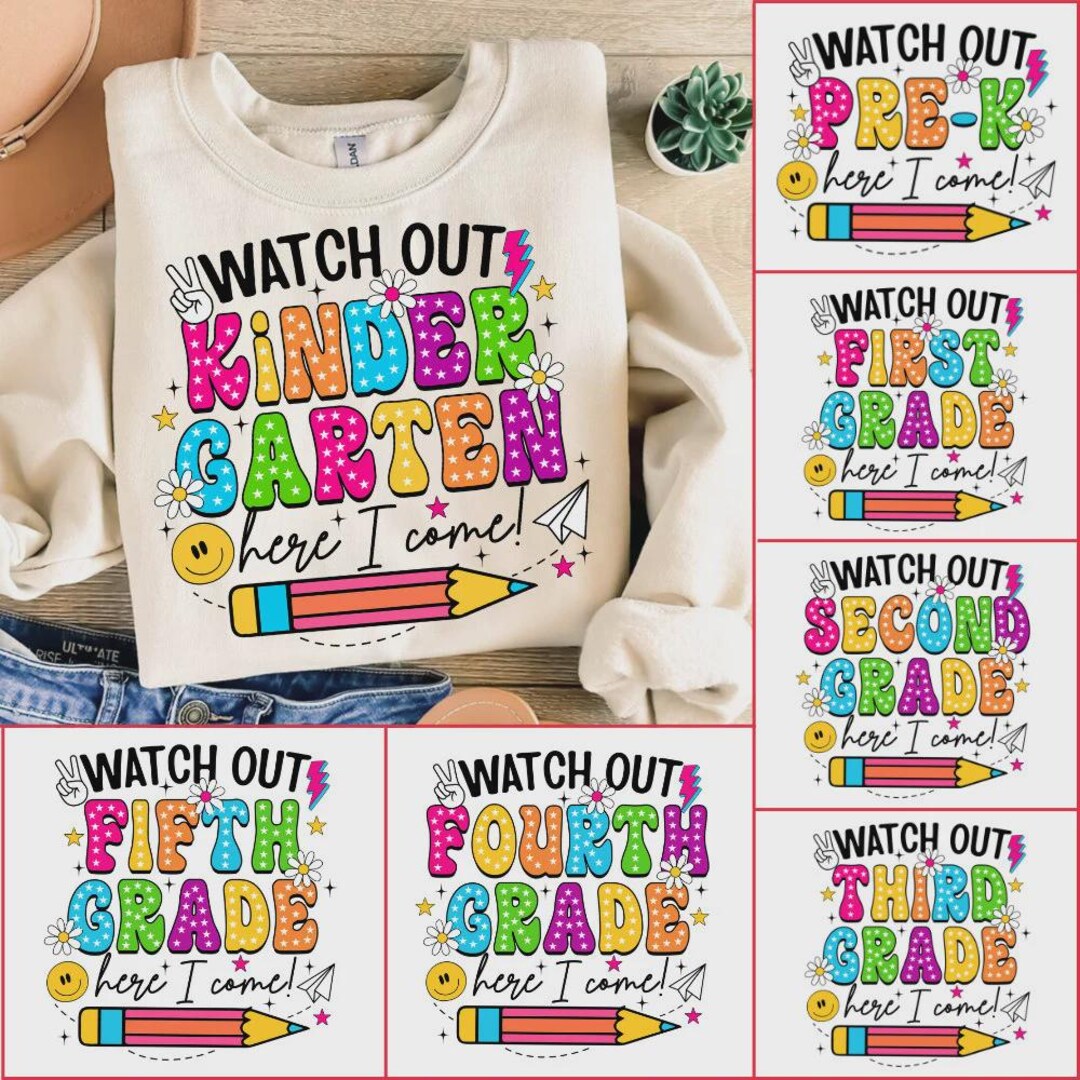 Retro Back to School Bundle, Watch Out Kindergarten Here I Come, First ...