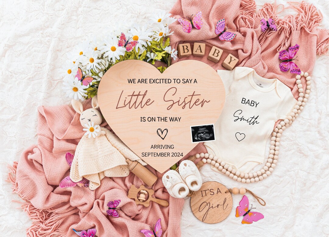 Girl Pregnancy Announcement Digital Baby Announcement Girl Gender ...