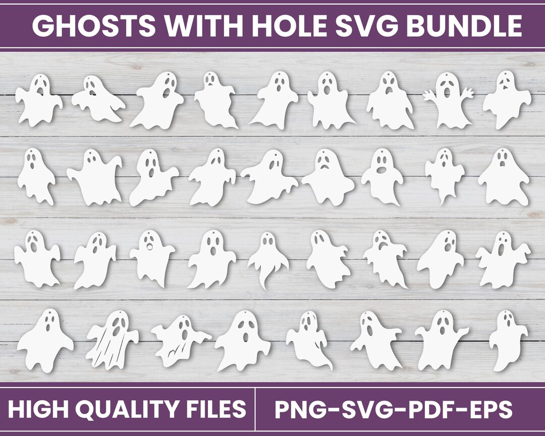 30 Halloween Ghosts Bundle SVG, Halloween Svg, Hanging Ghosts ...