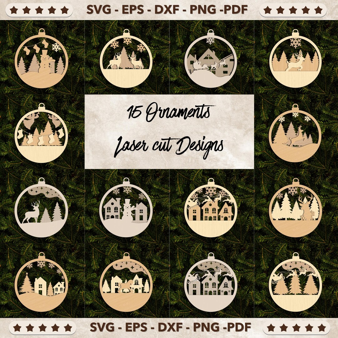 Bundle of 3D Christmas Ornaments, Tree Decorations Craft Set, Hanging ...