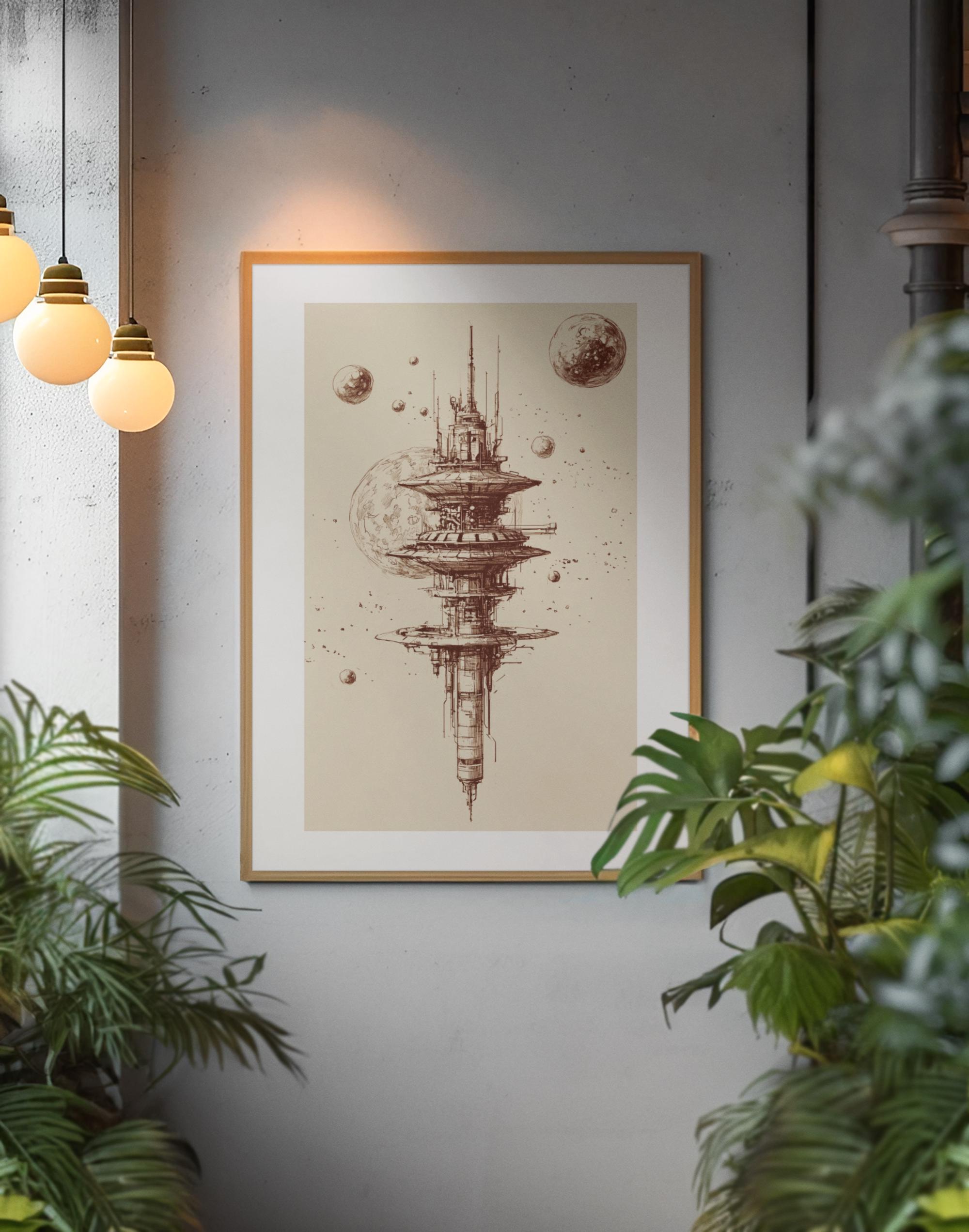 Space Station Technical Drawing Print, Detailed and Schematic Digital ...