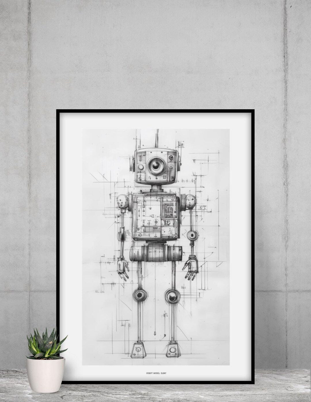 Robot Schematic Drawing, Playful, Positive, Childish Digital Poster to ...