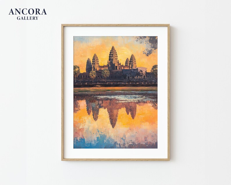Printable Angkor Wat Painting Cambodia Print Travel Poster Landmark ...