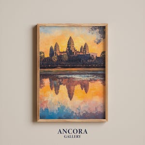 Printable Angkor Wat Painting Cambodia Print Travel Poster Landmark ...