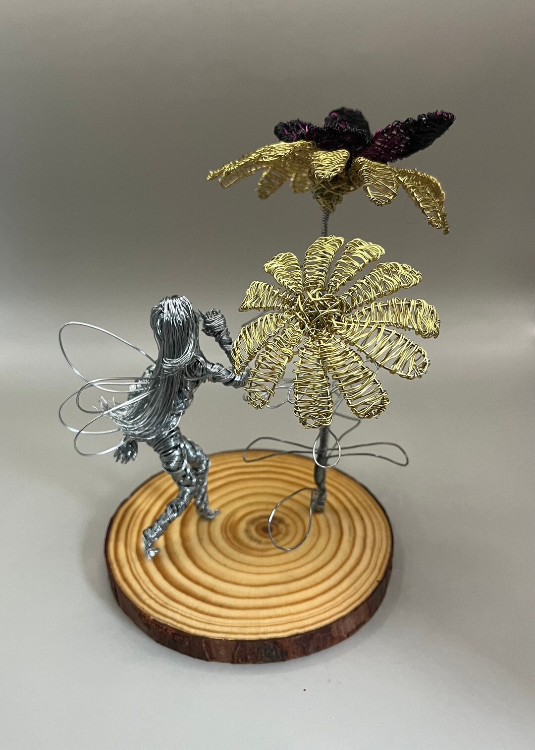 Handmade Wire Fairy, Flower and Butterfly Sculpture Ornament Gift ...