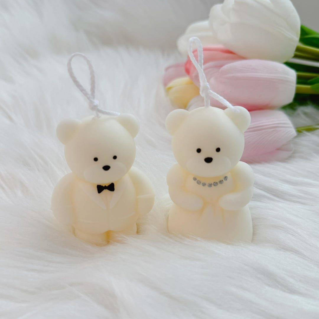Cute Bear Couple Candles for Wedding Favor, Handmade Wedding Candle ...