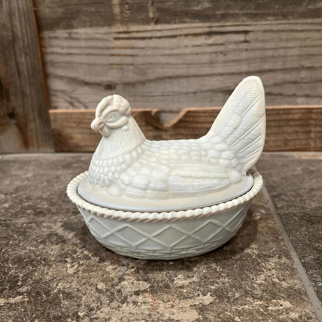 Mosser Glass Marble Satin Hen on Nest - Etsy