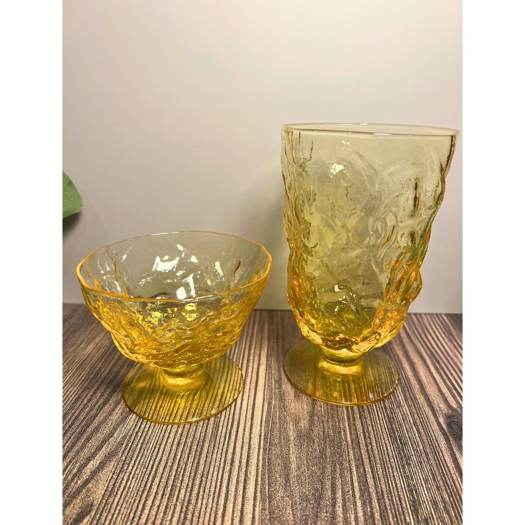 Vintage Seneca Driftwood Glassware - Set of 2 - Yellow Champagne - Etsy
