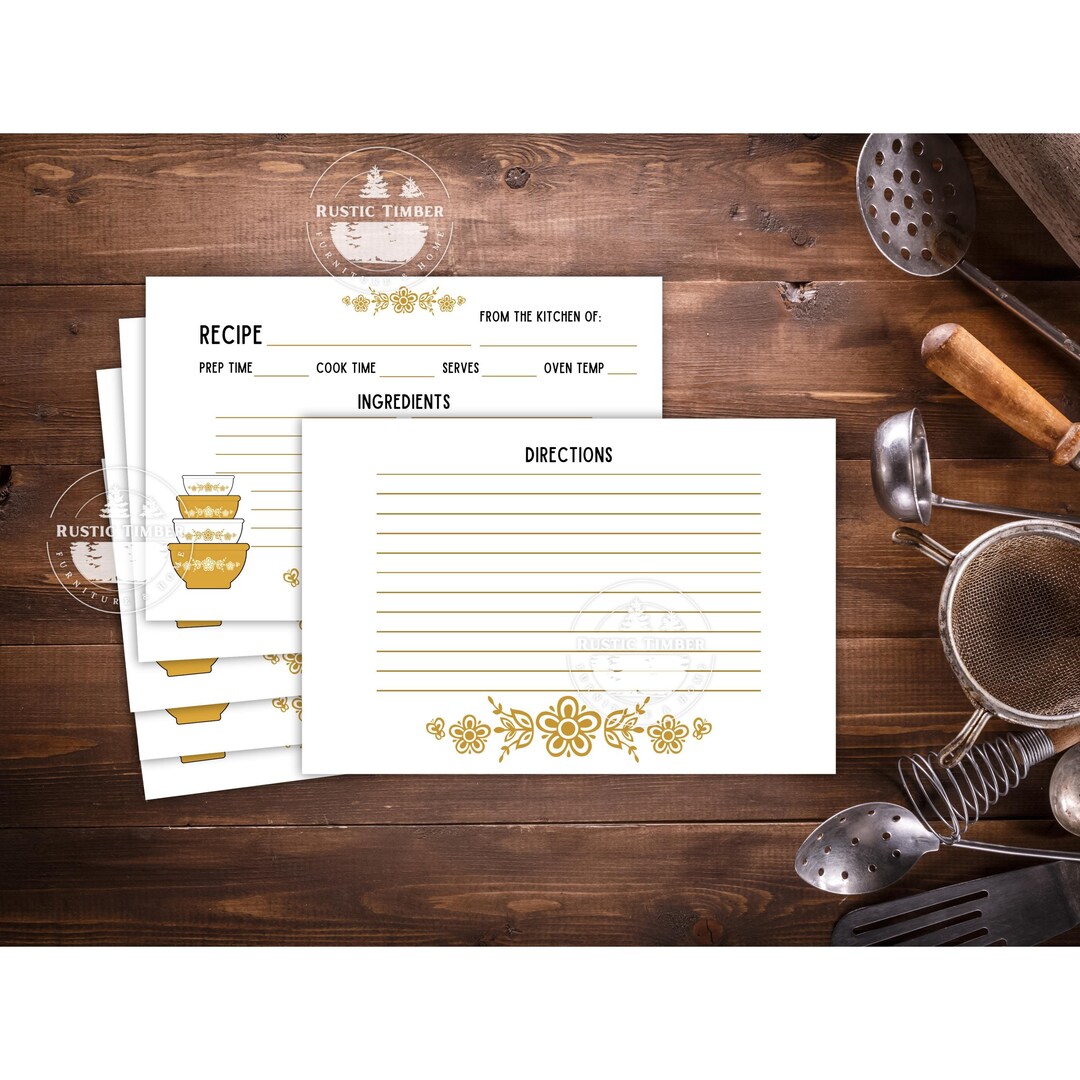 Pyrex Inspired Recipe Cards Butterfly Gold - Etsy