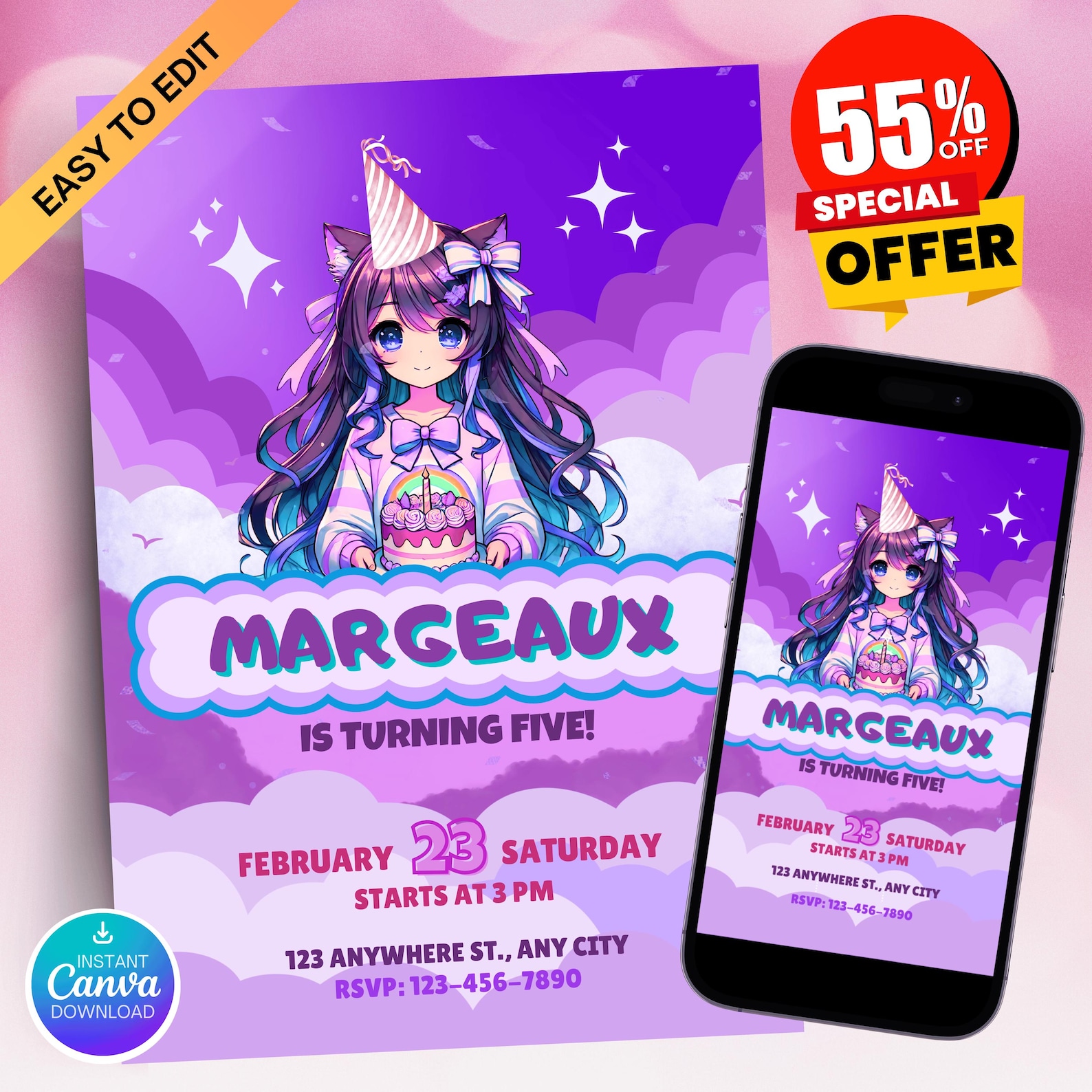 Editable Aphmau Birthday Invitation: Minecrafter Party (digital ...