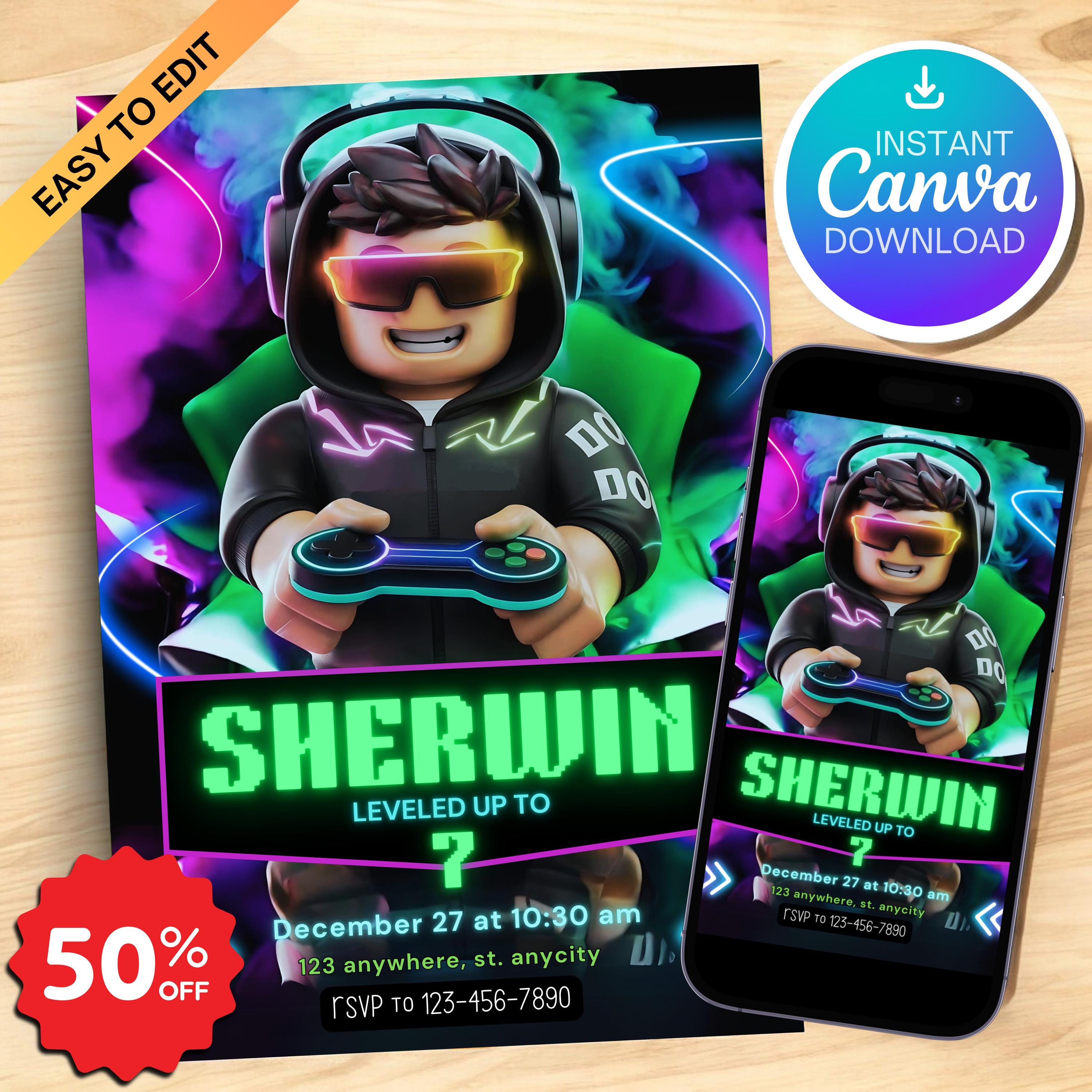 Roblox Invitation, Roblox Invite, Game Birthday, Roblox Boy Birthday ...