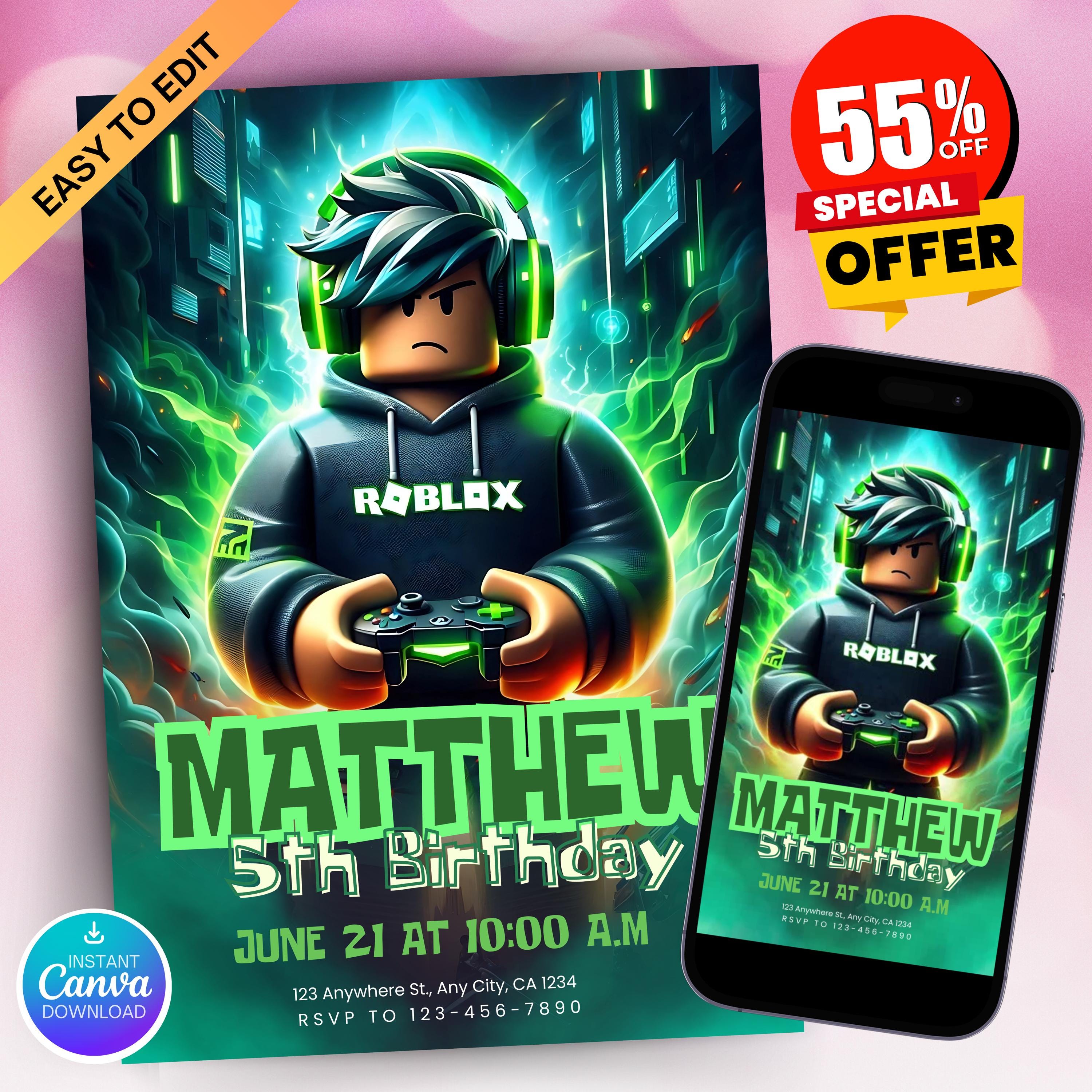 Roblox Invitation, Roblox Invite, Game Birthday, Roblox Boy Birthday ...