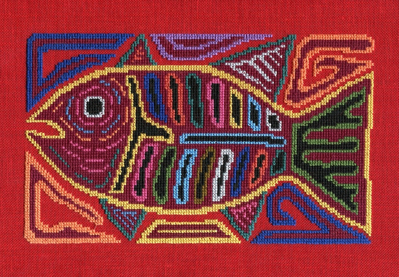 Fishy Mola Cross Stitch Pattern - Etsy