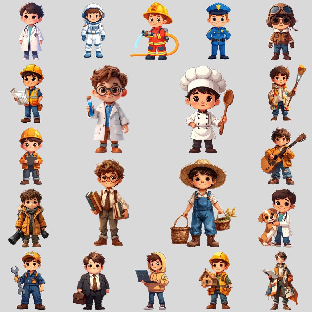 Kids Occupation Clipart: Community Helpers and Future Careers PNG ...