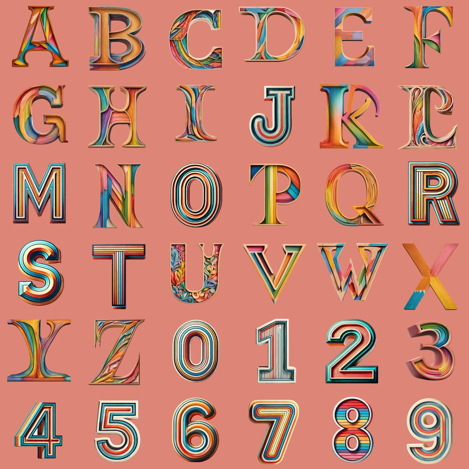 3D Alphabet Clipart Bundle – 36 Vibrant Letters and Numbers ...