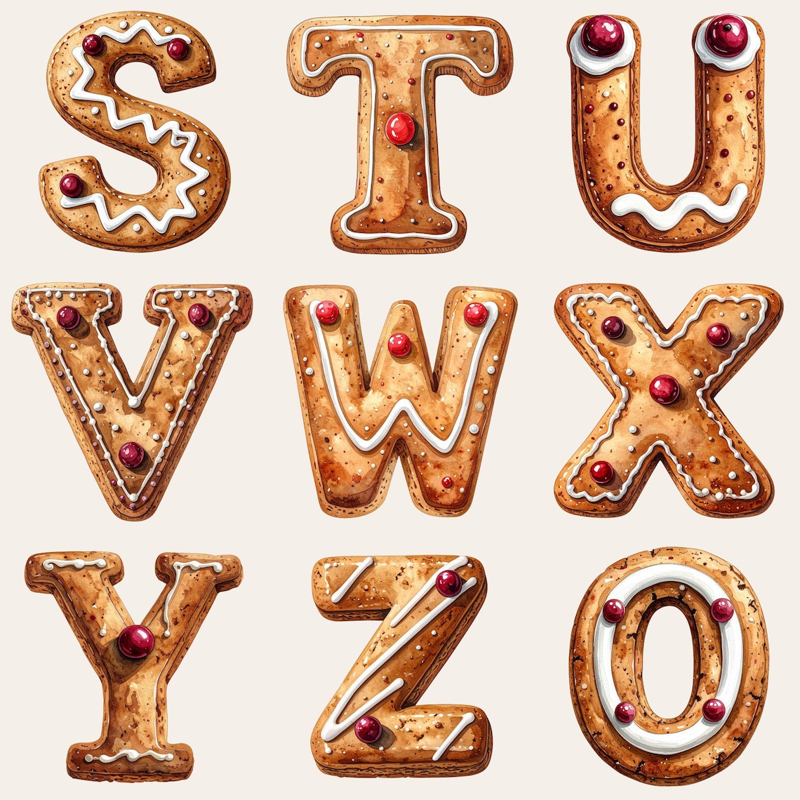 Christmas Gingerbread Alphabet : Holiday Letters & Numbers Clipart ...