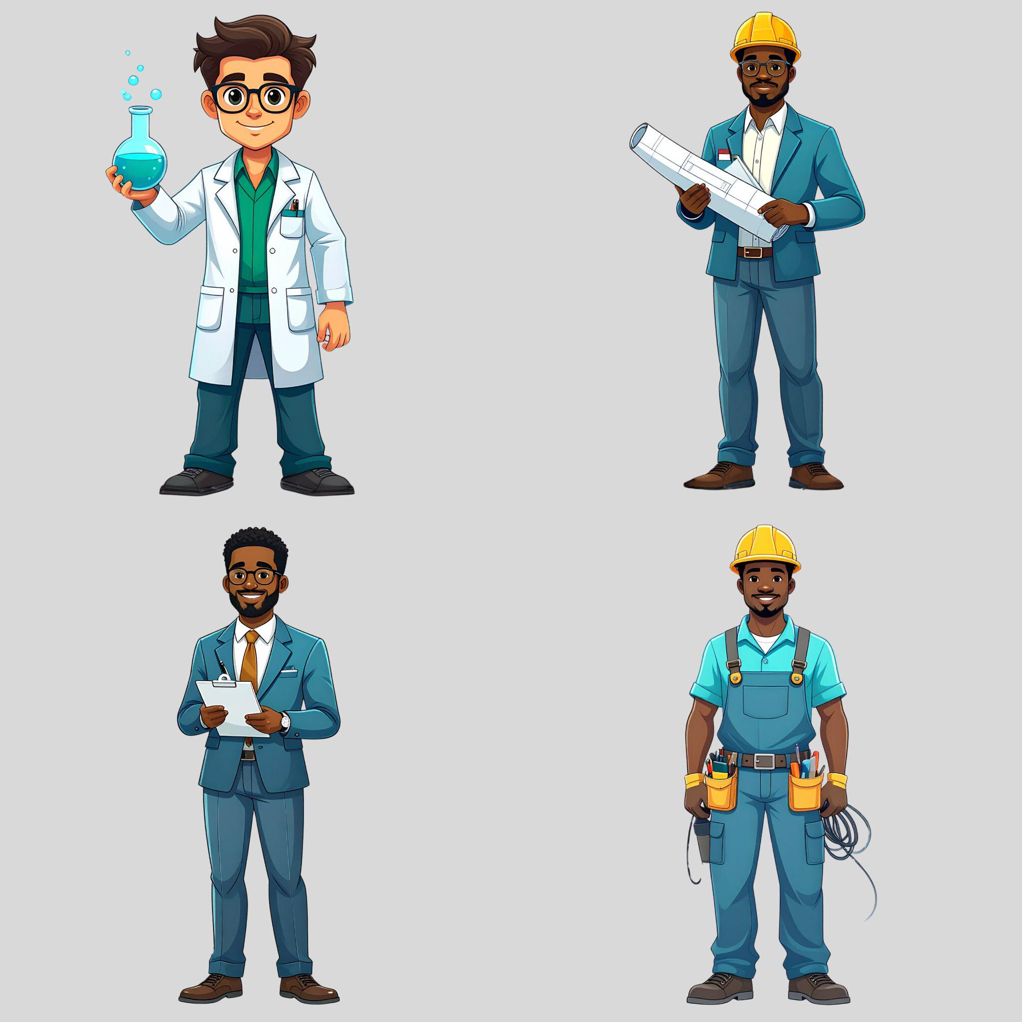 Career Clipart PNG Bundle: Diverse Professions, Planner Stickers ...