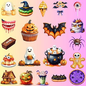 Cute Halloween Food Clipart | Spooky Sweet Treats Pngs | Kawaii Dessert ...