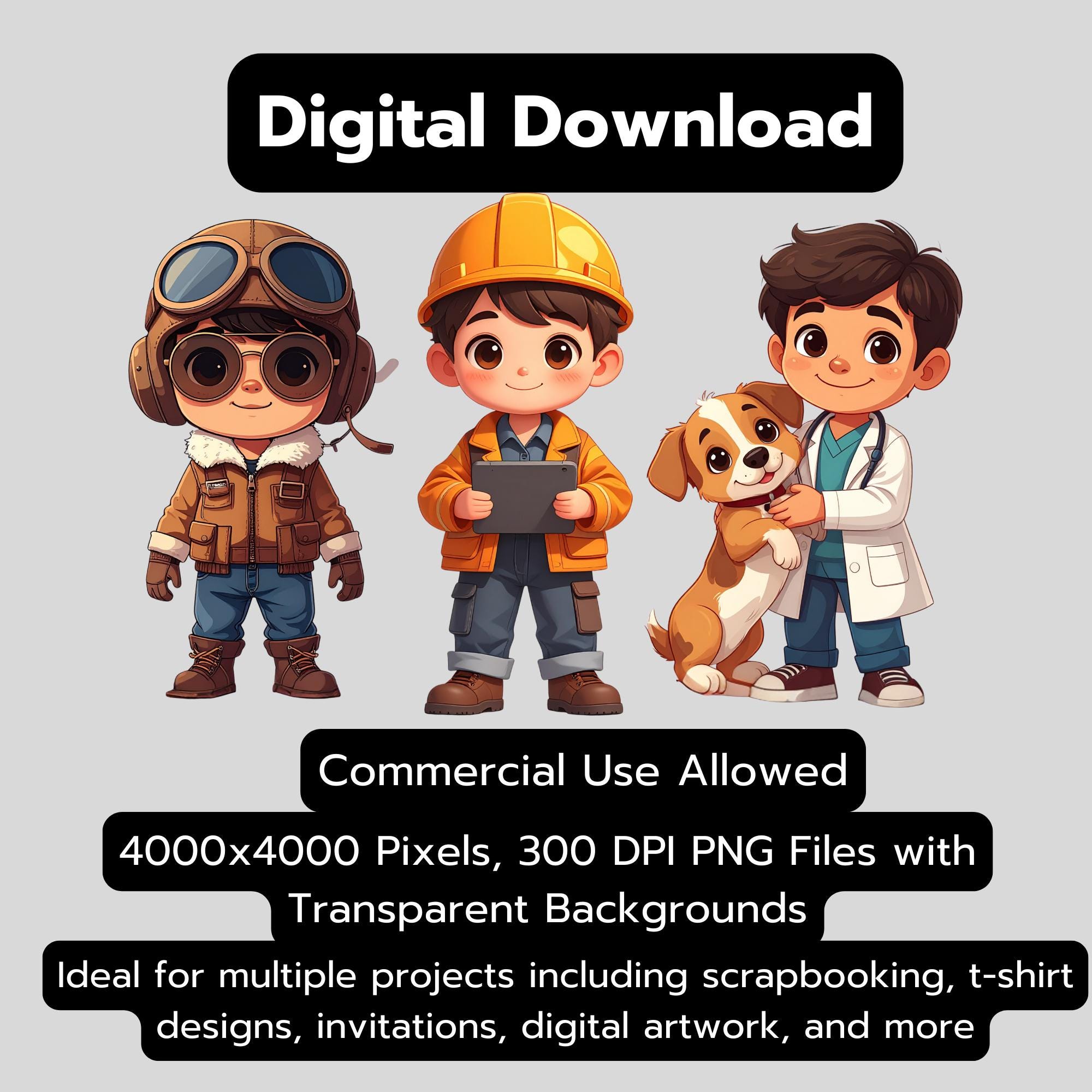 Kids Occupation Clipart: Community Helpers and Future Careers PNG ...