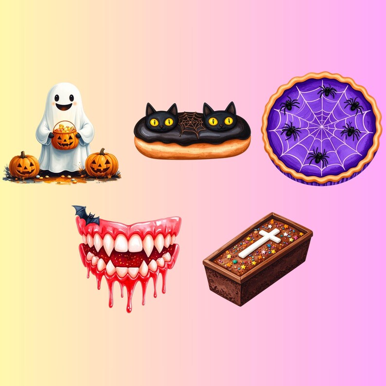 Cute Halloween Food Clipart | Spooky Sweet Treats Pngs | Kawaii Dessert ...