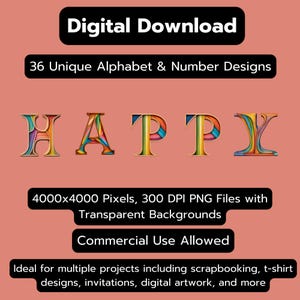 Colorful 3D Alphabet PNG Set, Digital Download, Decorative Letters ...