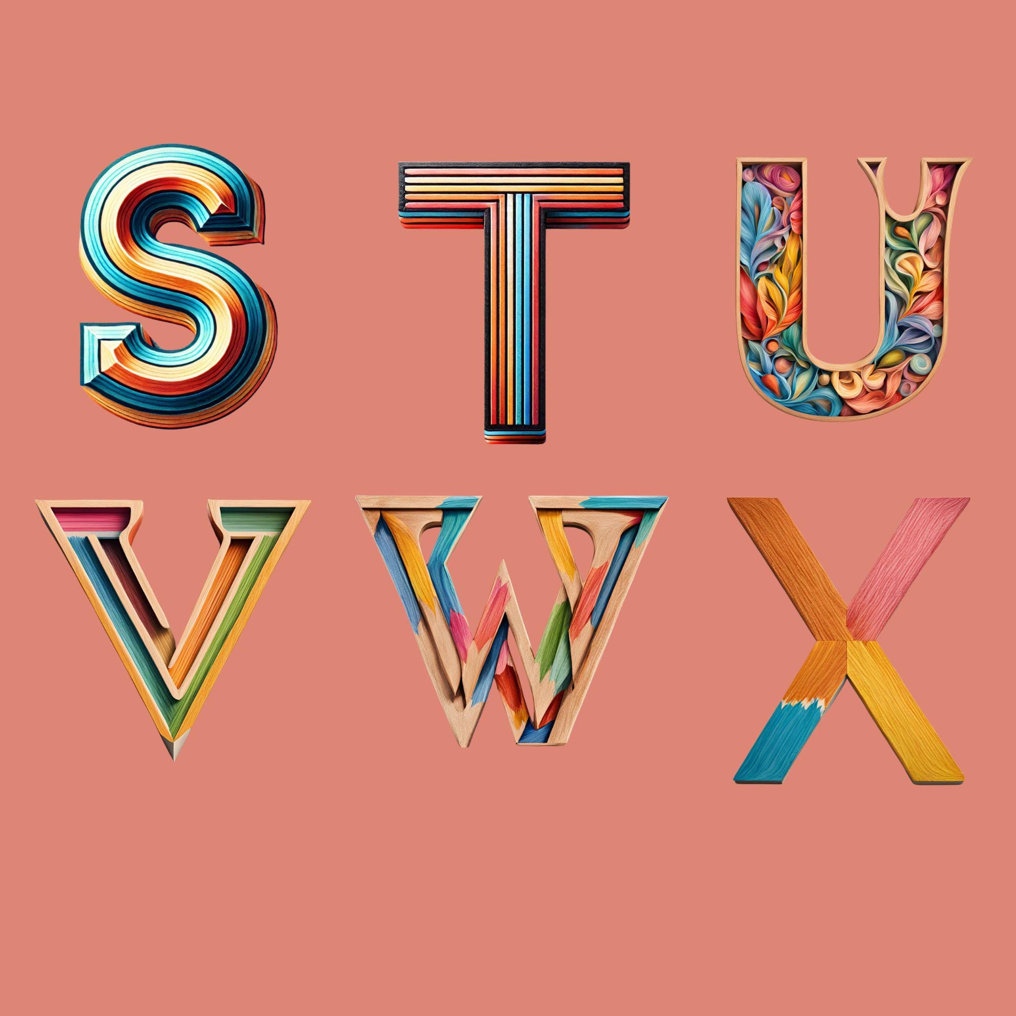 Colorful 3D Alphabet PNG Set, Digital Download, Decorative Letters ...