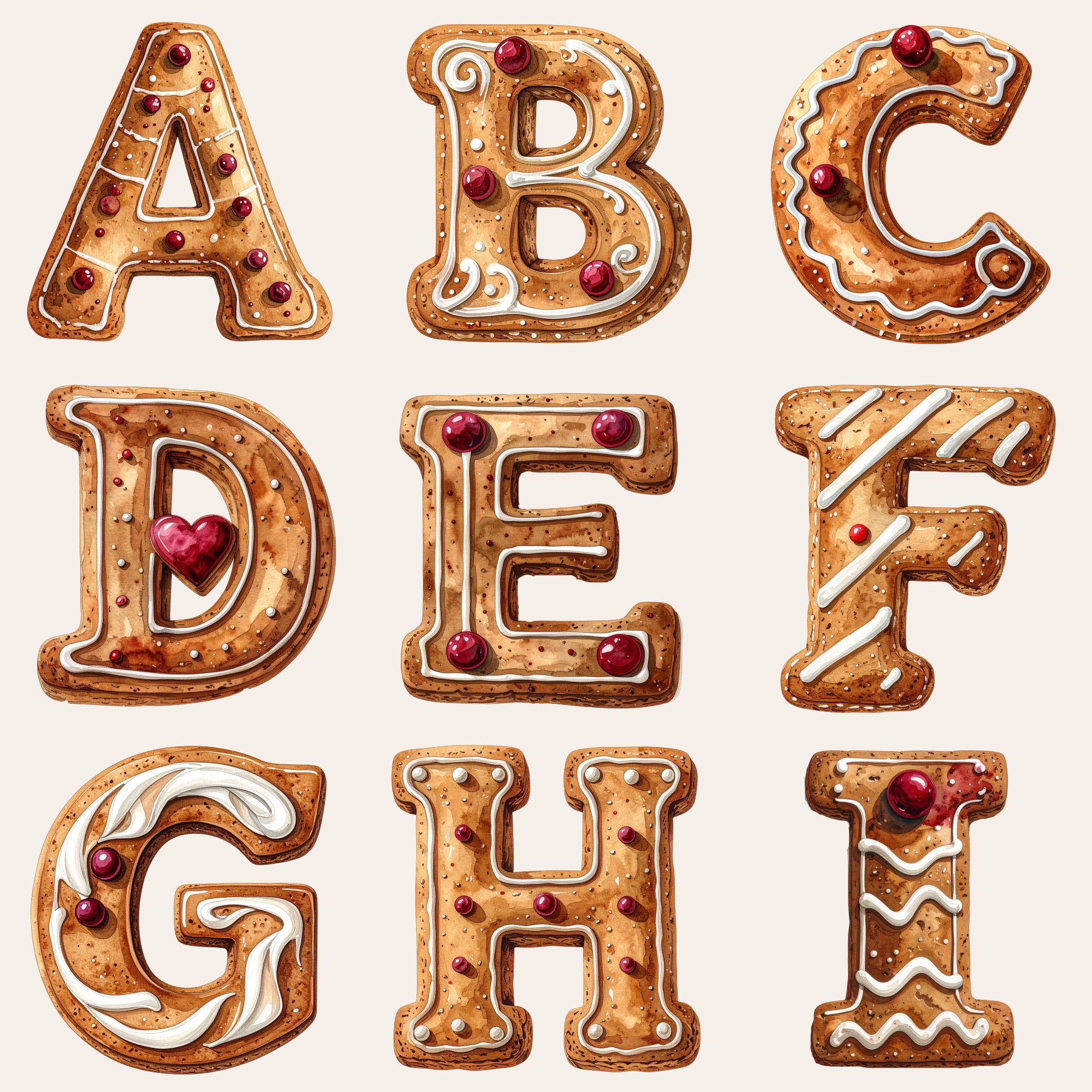 Christmas Gingerbread Alphabet : Holiday Letters & Numbers Clipart ...