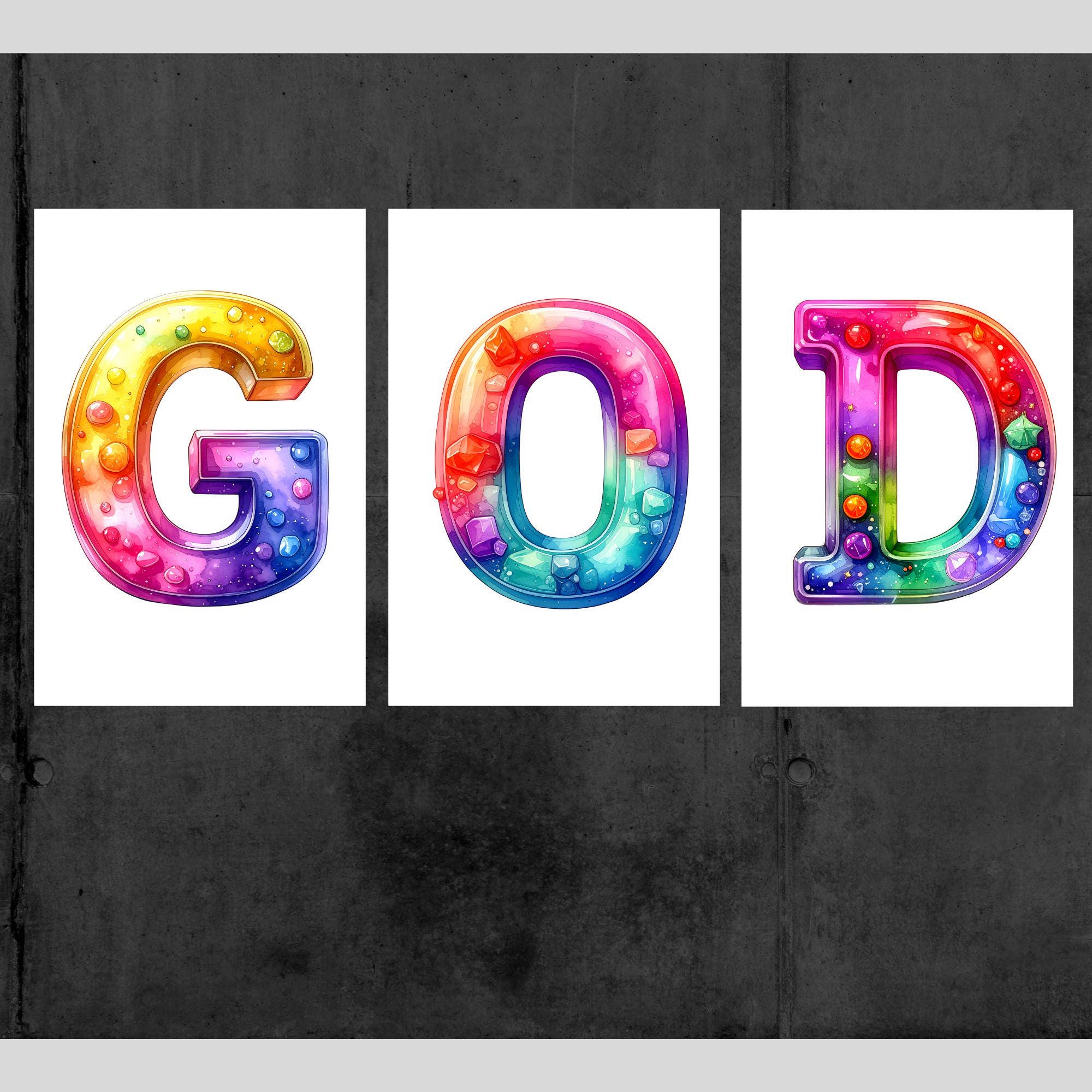 Rainbow Gumball Alphabet Clipart: Candy Bubble Letters PNG (digital ...