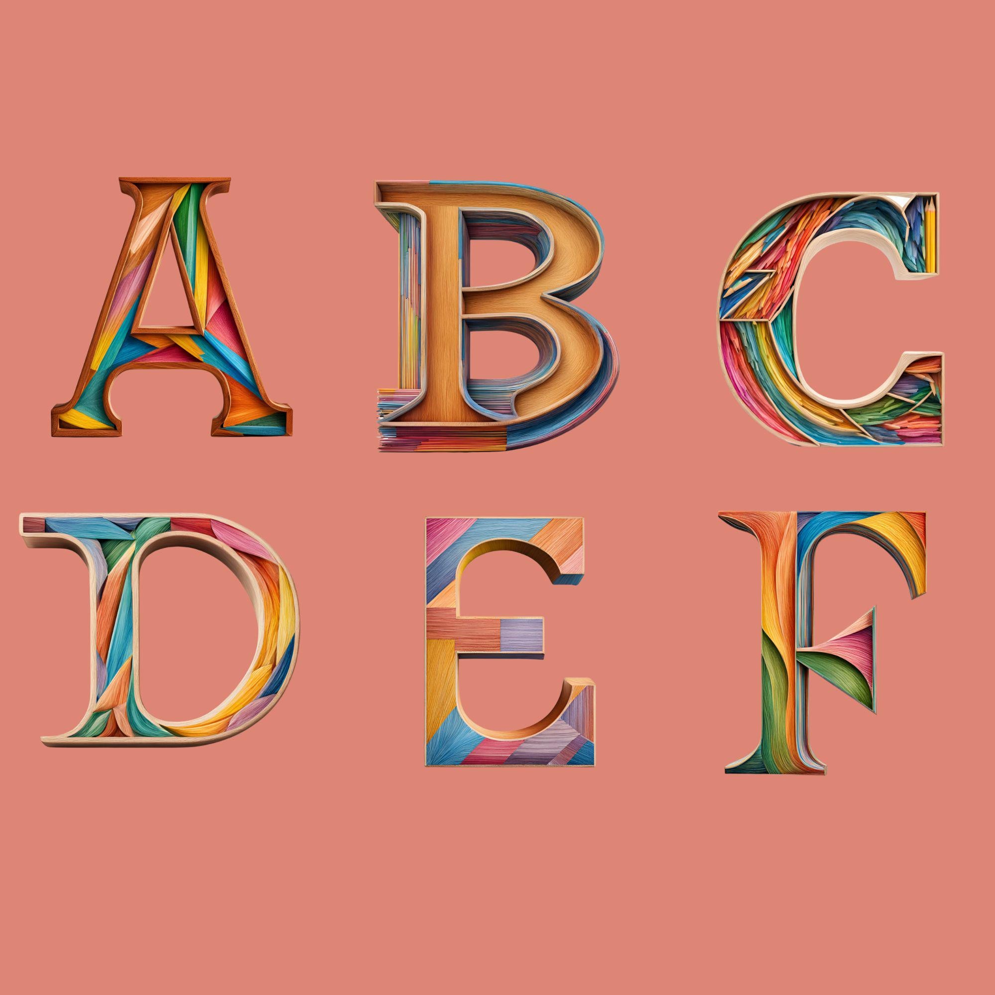Colorful 3D Alphabet PNG Set, Digital Download, Decorative Letters & Numbers, High-resolution ...