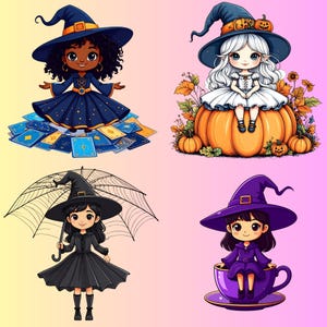 Witch Clipart Bundle PNG | Cute Halloween Witch Digital Download ...