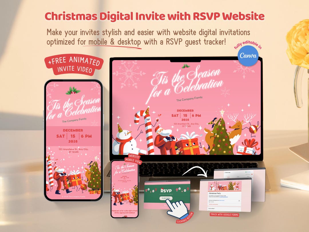 Christmas Party Animated Invitation Christmas Template Website RSVP ...