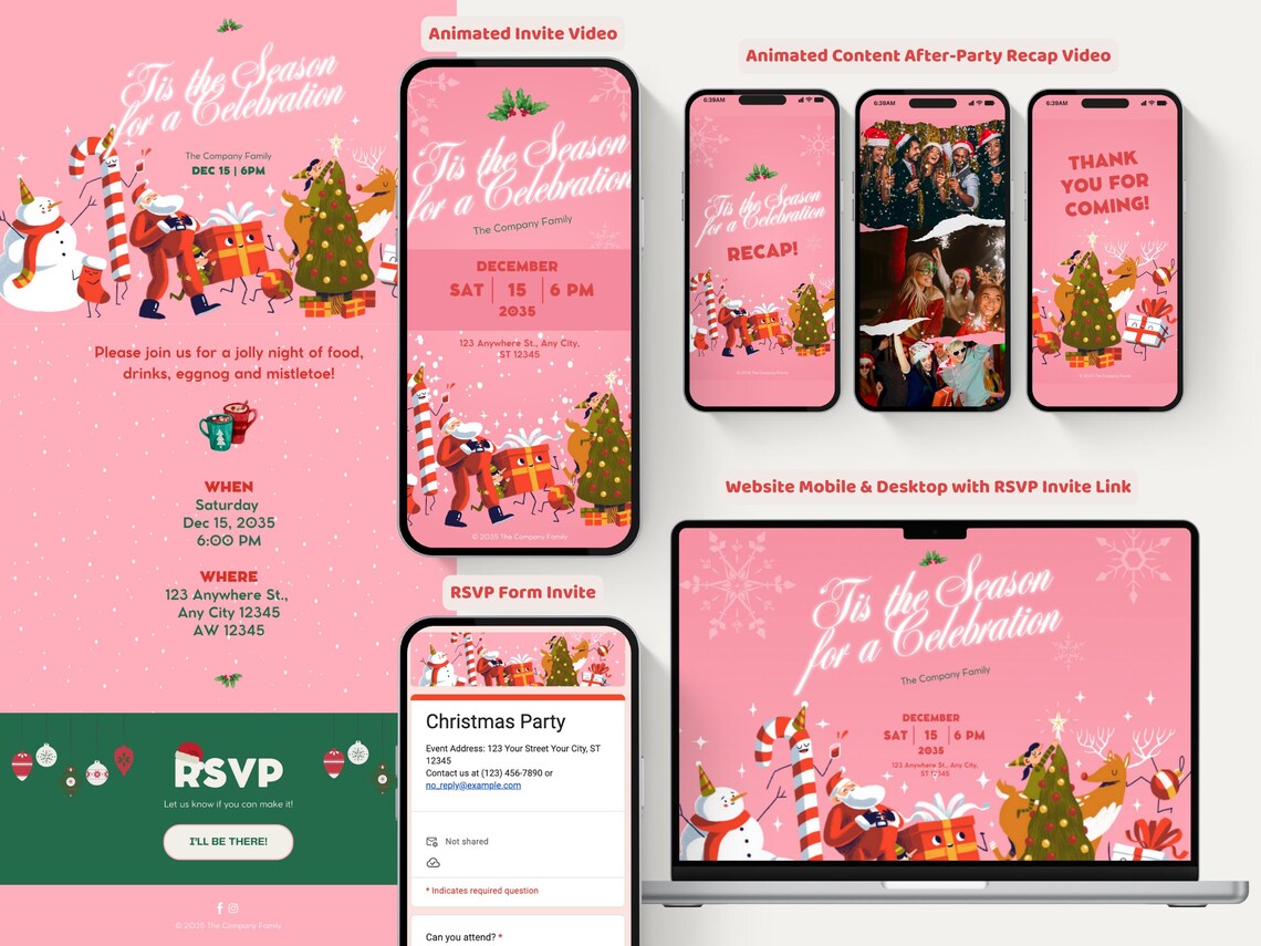 Christmas Party Animated Invitation Christmas Template Website RSVP ...