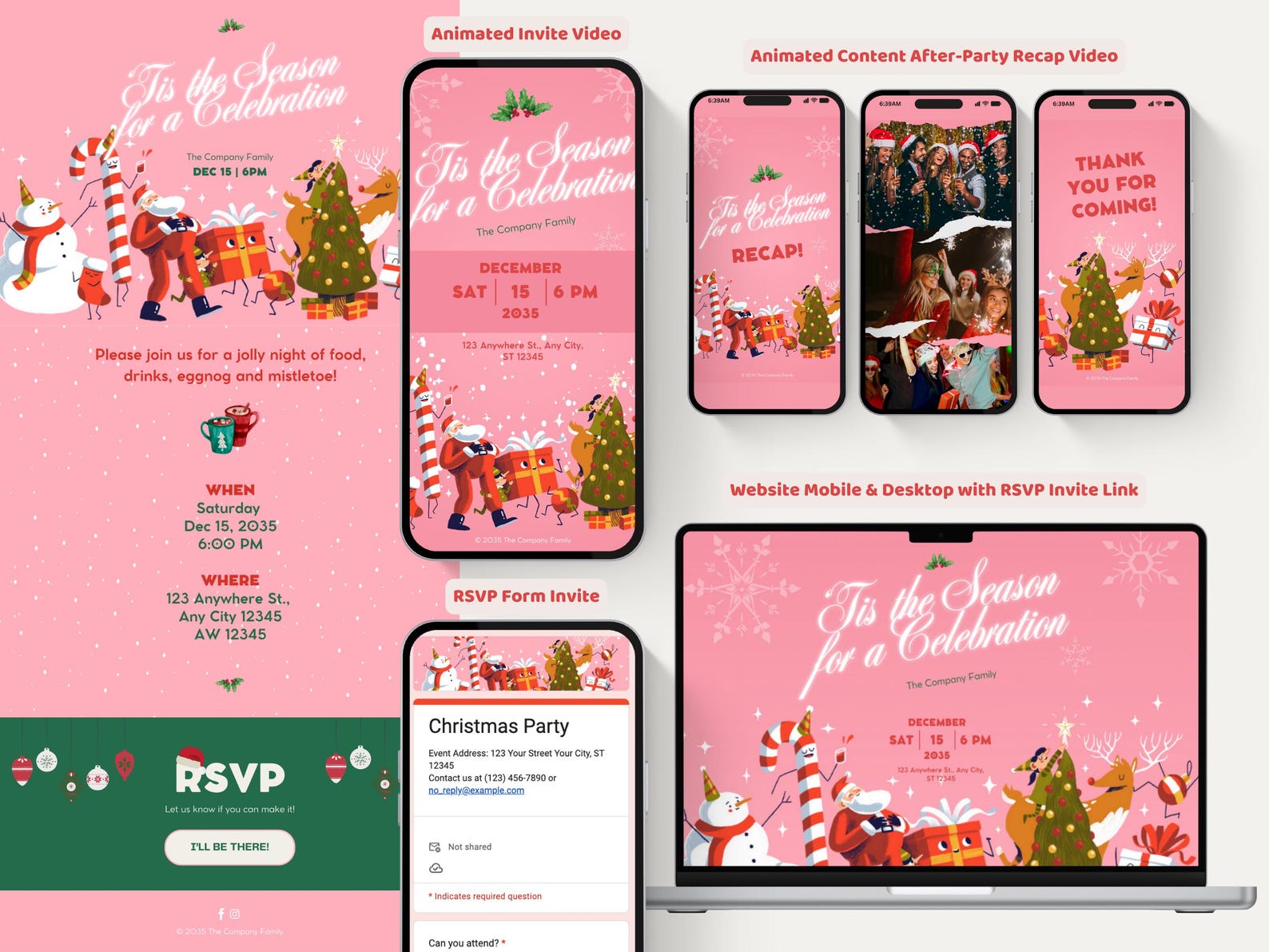 Christmas Party Animated Invitation Christmas Template Website RSVP ...